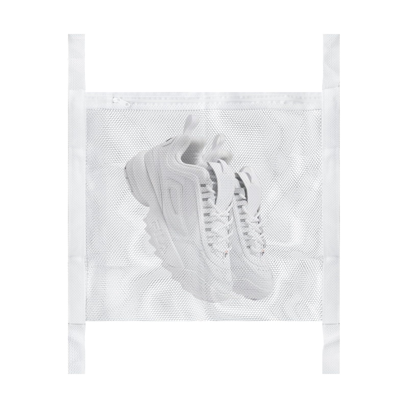 DAJISI Shoe Washing Machine Bag, Large 15.7inch Mesh Laundry Bag for Shoe Reusable Sneaker Cleaning Bag with Adjustable Strap for Shoes Clothes Washer & Dryer (White)