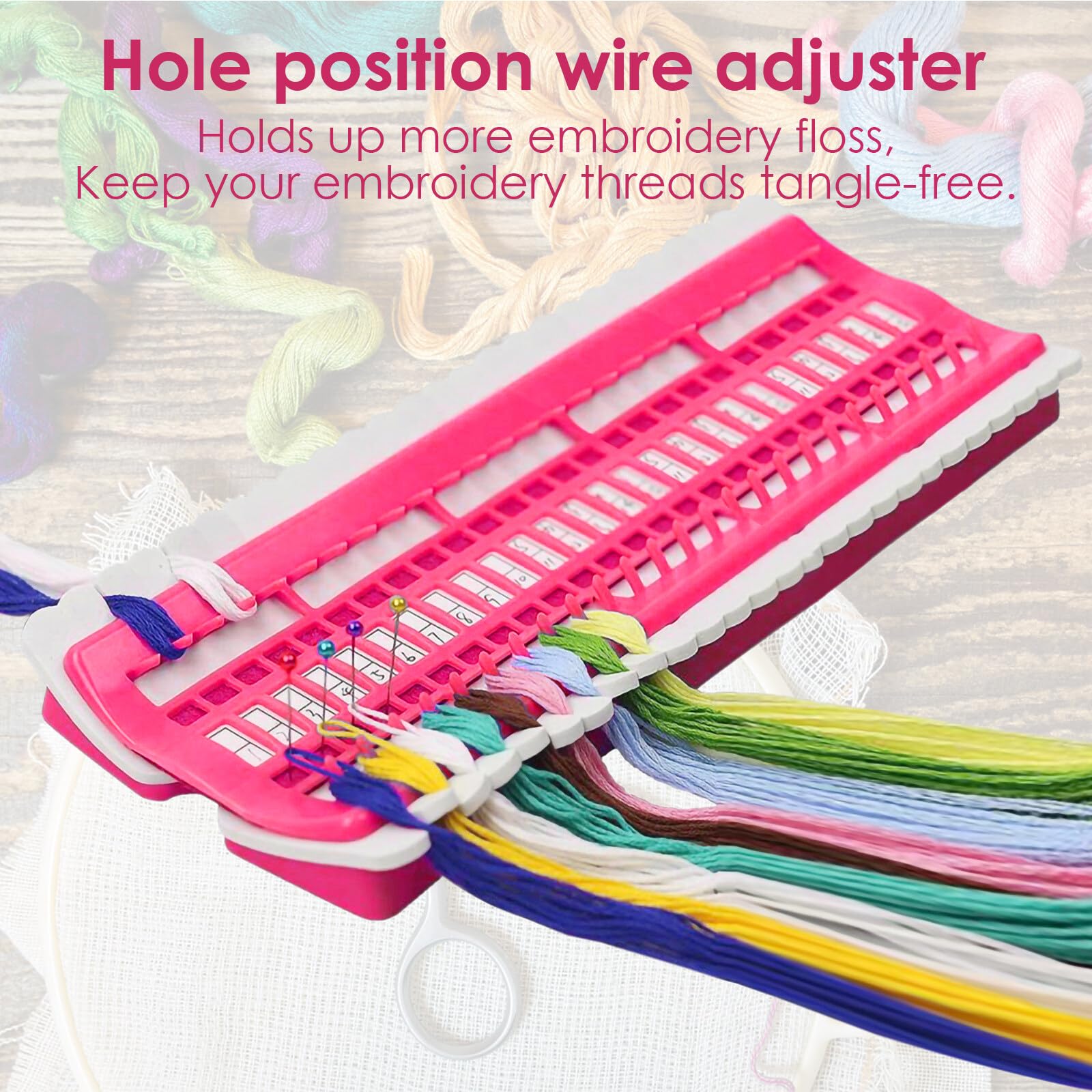 Felenny 50 Positions Floss Organizer Embroidery Shelf, Cross Stitch Thread Organizer Floss Bobbins Embroidery Thread Holder with 4 Blank Code Cards Sewing Tools for Thread Craft DIY Sewing Storage