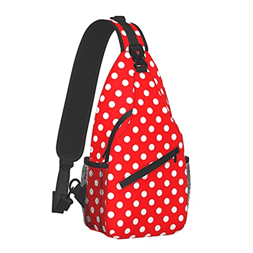 Fiephvsa Sling Backpack Red White Polka Dot Multipurpose Crossbody Shoulder Bag Chest Daypack For Gym Travel Hiking One Size