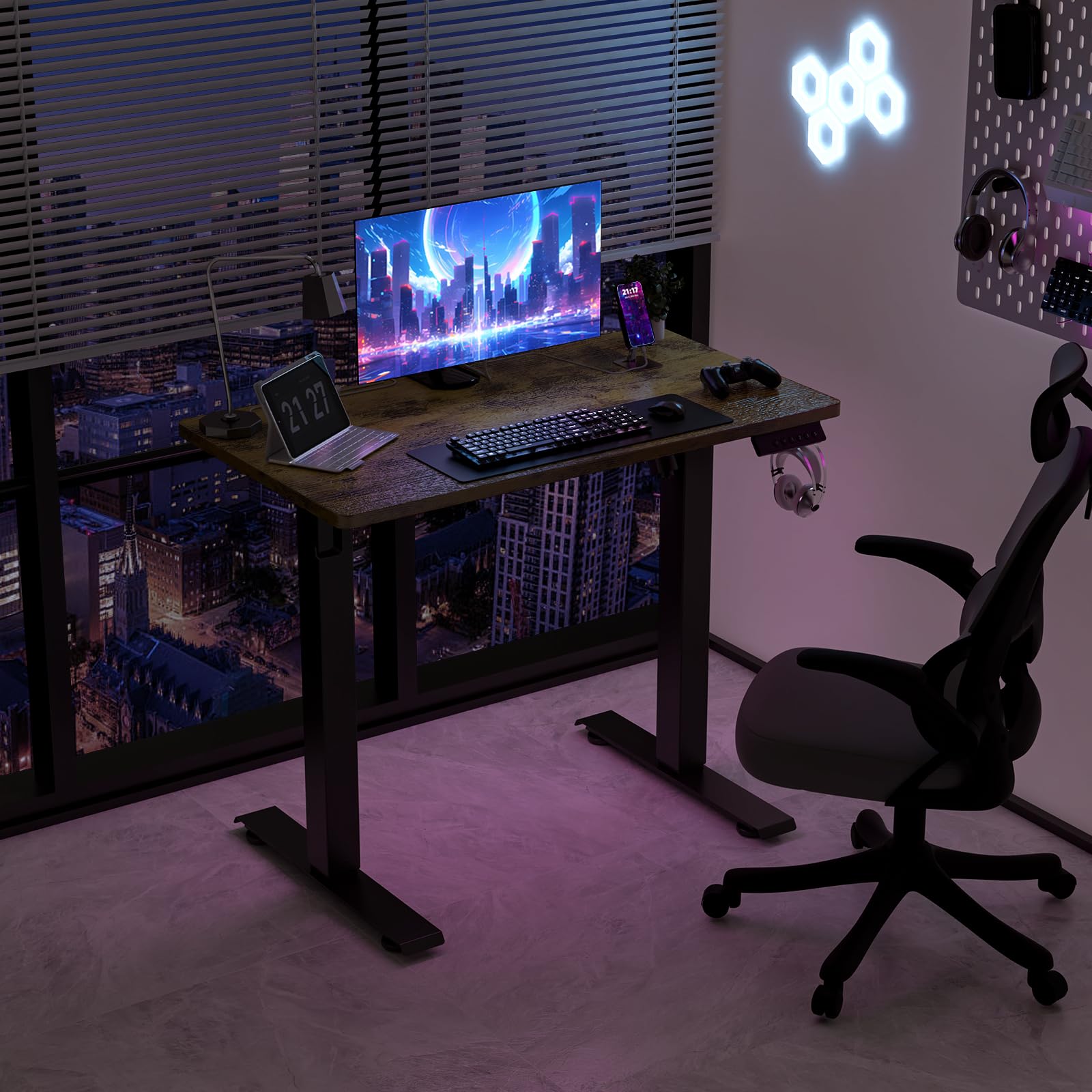 ExaDesk 35 * 20 Electric Standing Desk, Adjustable Height Sit Stand Up Desk, Motorized Home Office Computer Gaming Workstation Desk