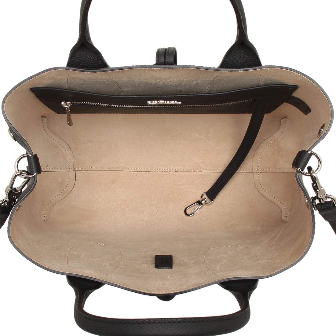 Longchamp 'Roseau' Leather Top handle Shoulder Tote Handbag, Black