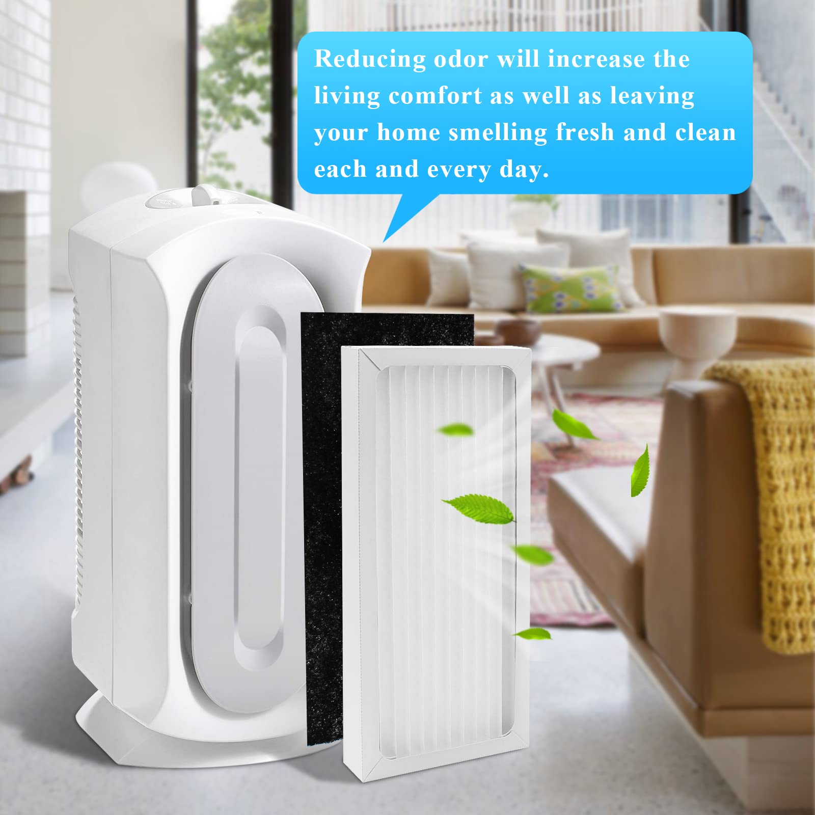 Ximoon 04383 TrueAir Filters Replacement Hamilton Beach 04384/04385 / 04386 True Air Purifier Part 990051000, Include 2 HEPA Filters & 4 Carbon Filters - 2 Sets