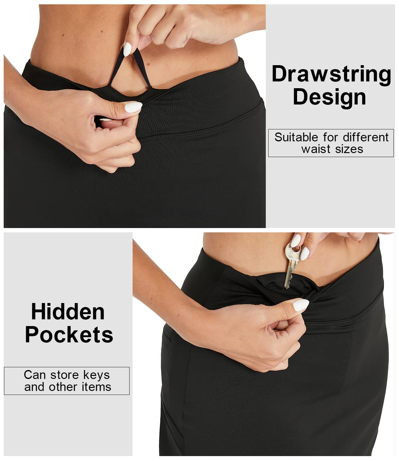 Cityoung Womens Athletic Pleated Golf Skirts with Pockets Tennis Skirt High Waisted with Shorts Running Workout Black L