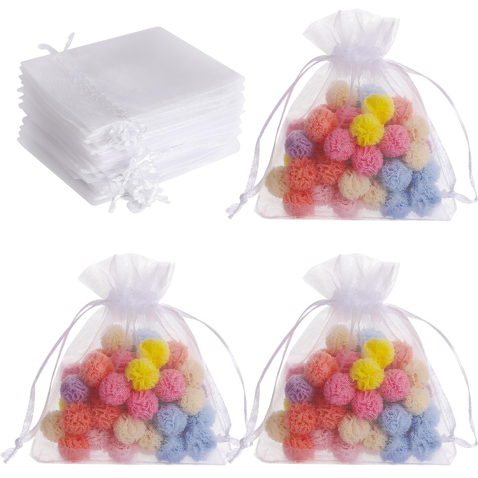 ENNIYU Mini Sheer Organza Gift Bags, 2x3 Breathable Storage Bag with Drawstring, Mesh Bags for Wedding Favor Party Pouch, Jewelry, Festival, Makeup, Christmas Candy