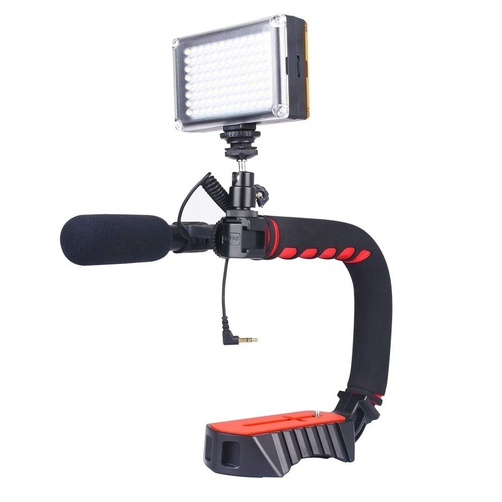 Camera Video Stabilizer Handle Video Grip Camera Video Light Triple Shoe Mount for Gopro for DSLR Sony Nikon Canon for iPhone (Set1)