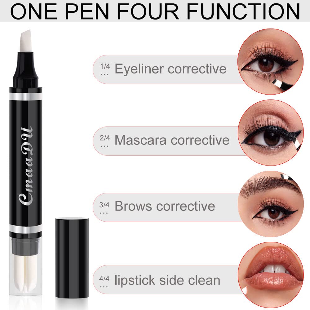 Easilydays Eye Makeup Remover Pen, Makeup Remover Eraser Stick Corrector Stick Lipstick Eyeliner Eraser for Instant Touch Up Correction, Mascara Smudges Correction,Travel-Friendly Makeup Removing Pen With 3 Replacement Heads