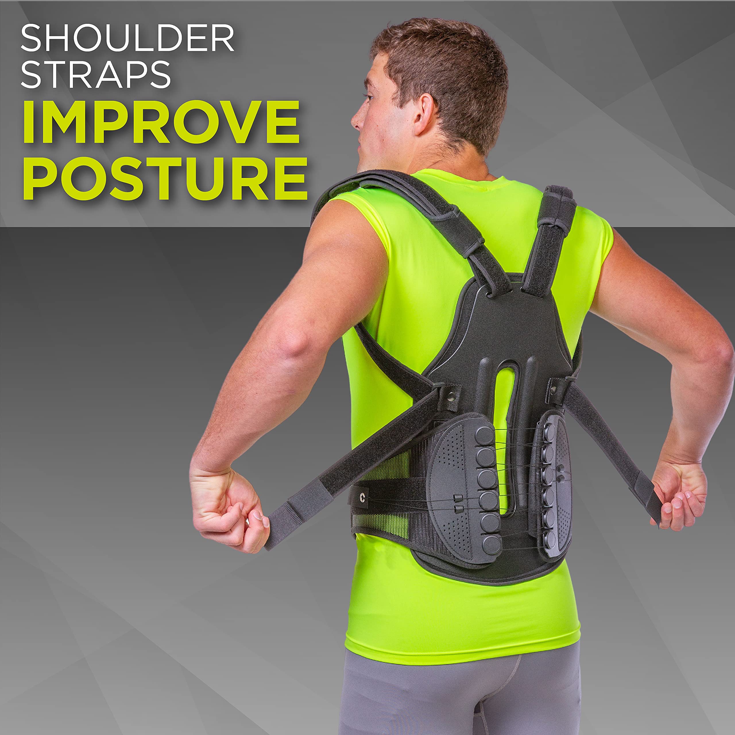 BraceAbility TLSO Full-Body Back Brace Support - Hard Turtle Shell Jacket for Thoracic Kyphosis, Parkinson's Disease, Fractured Spine, Scoliosis, Postural Correction, Post-Surgery Recovery (Large)