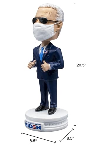 Political Satire Biden Bobblehead - Joe Biden Merchandise 2020 with Face Cover & Aviators - Funny Custom Bobblehead Joe Biden Gifts for Liberals, Democrats - Handmade Biden Decorations - 7.5" Tall