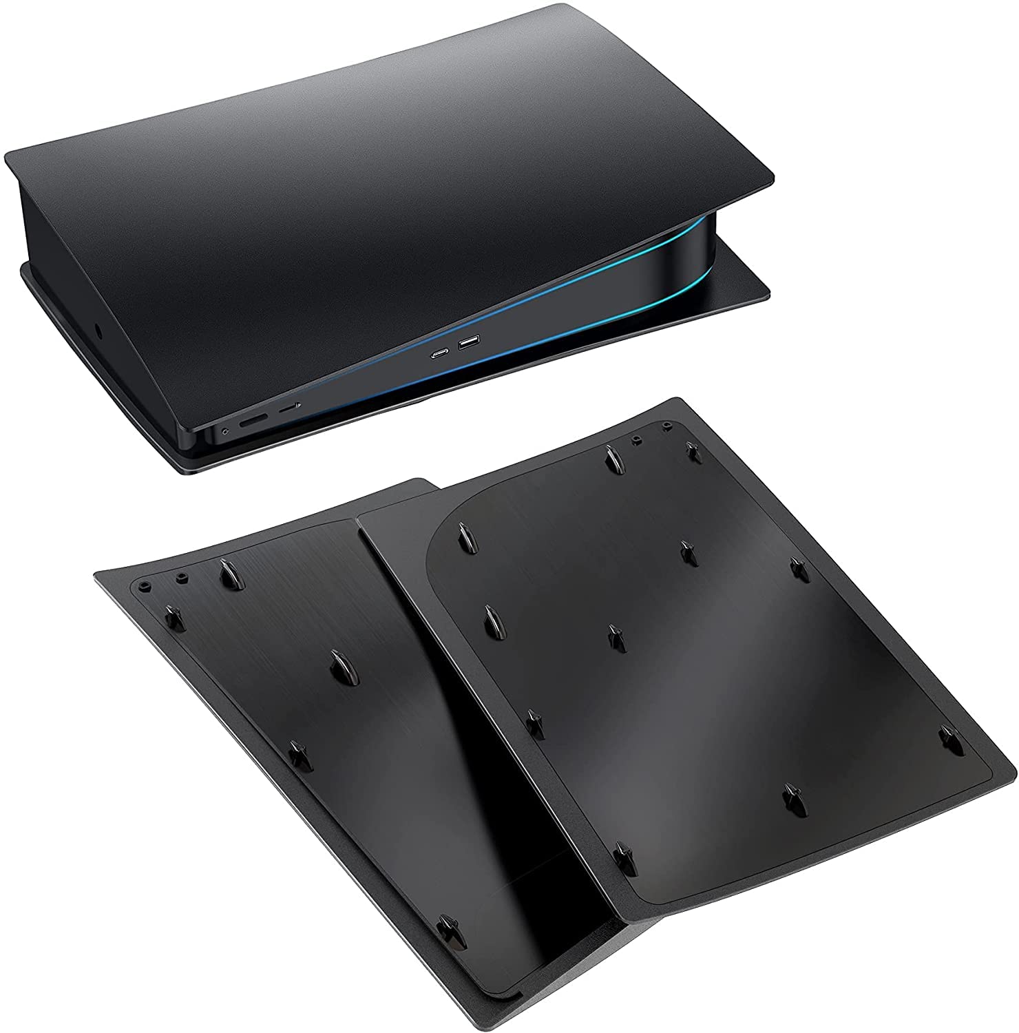 Benazcap Faceplate for PS5 Digital Edition, Hard Shockproof Playstation 5 Plates PS5 Face Plate Cover Shell Skin Case, ABS PS5 Console Plate Replacement PS5 Side Plate, Black