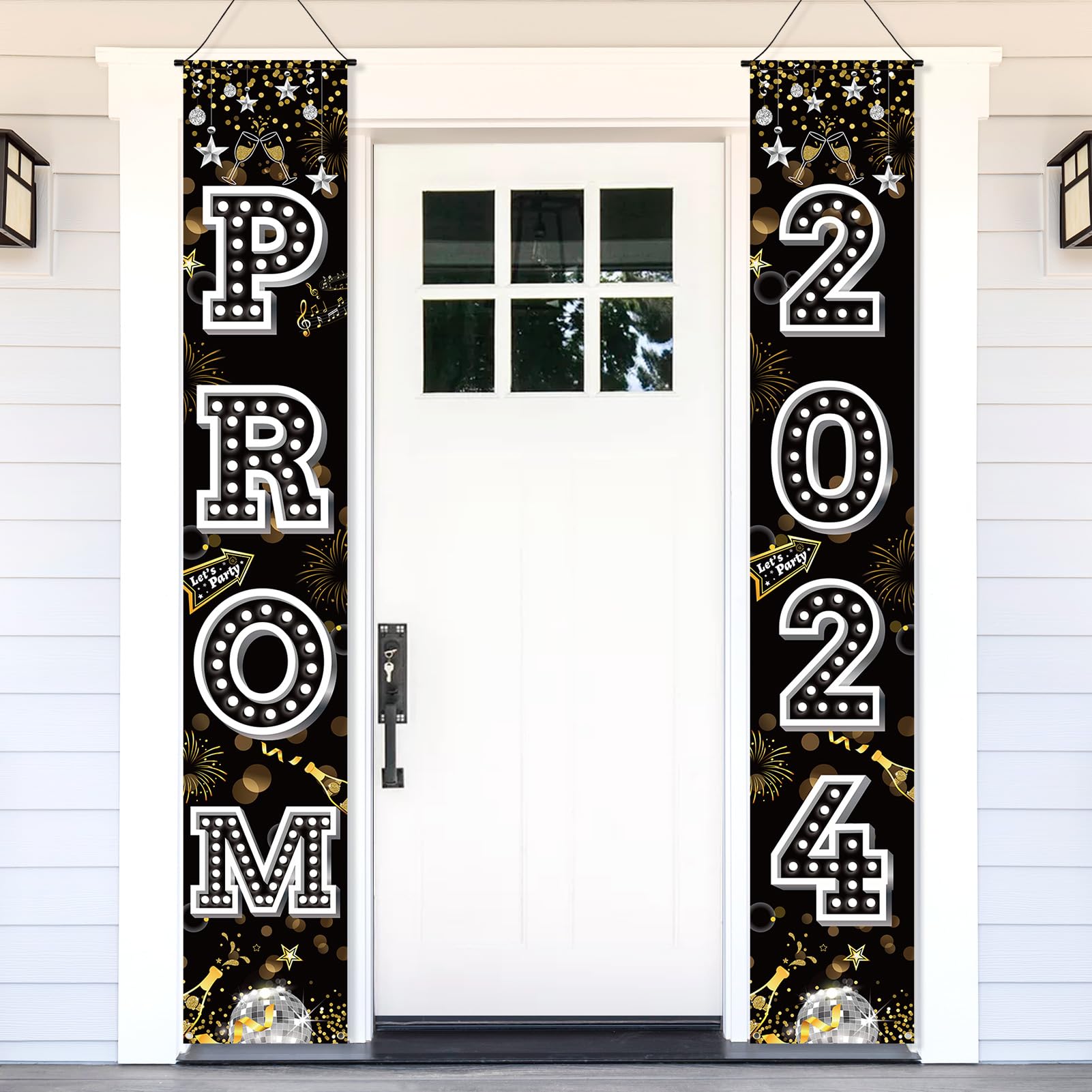 HOWAF Prom 2024 Porch Sign for Graduation Prom Night Party Decoration, Prom 2024 Porch Banner for Congrats Grad Party Front Door Decor, Prom 2024 Welcome Sign for Class of 2024 Prom Night Photo Supplies
