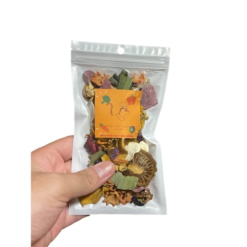 PETIVORE Premium Mixed Fruit & Vegetable for Sugar Glider, Hamster and Small Exotic Pet - Made with Real Flower, Fruits and Vegetable - Happy Treats, Snacks and Food (30g)