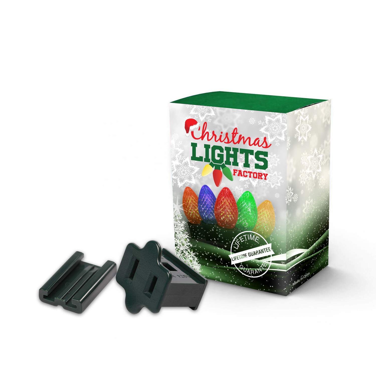 CHRISTMAS LIGHTS FACTORY - Female - Vampire Plug - Gilbert Plug - Slide Plug - 10 Plugs - SPT-1 - Green - Create Custom Extension Cords or Custom Light Strings for Your Holiday Lighting Display.