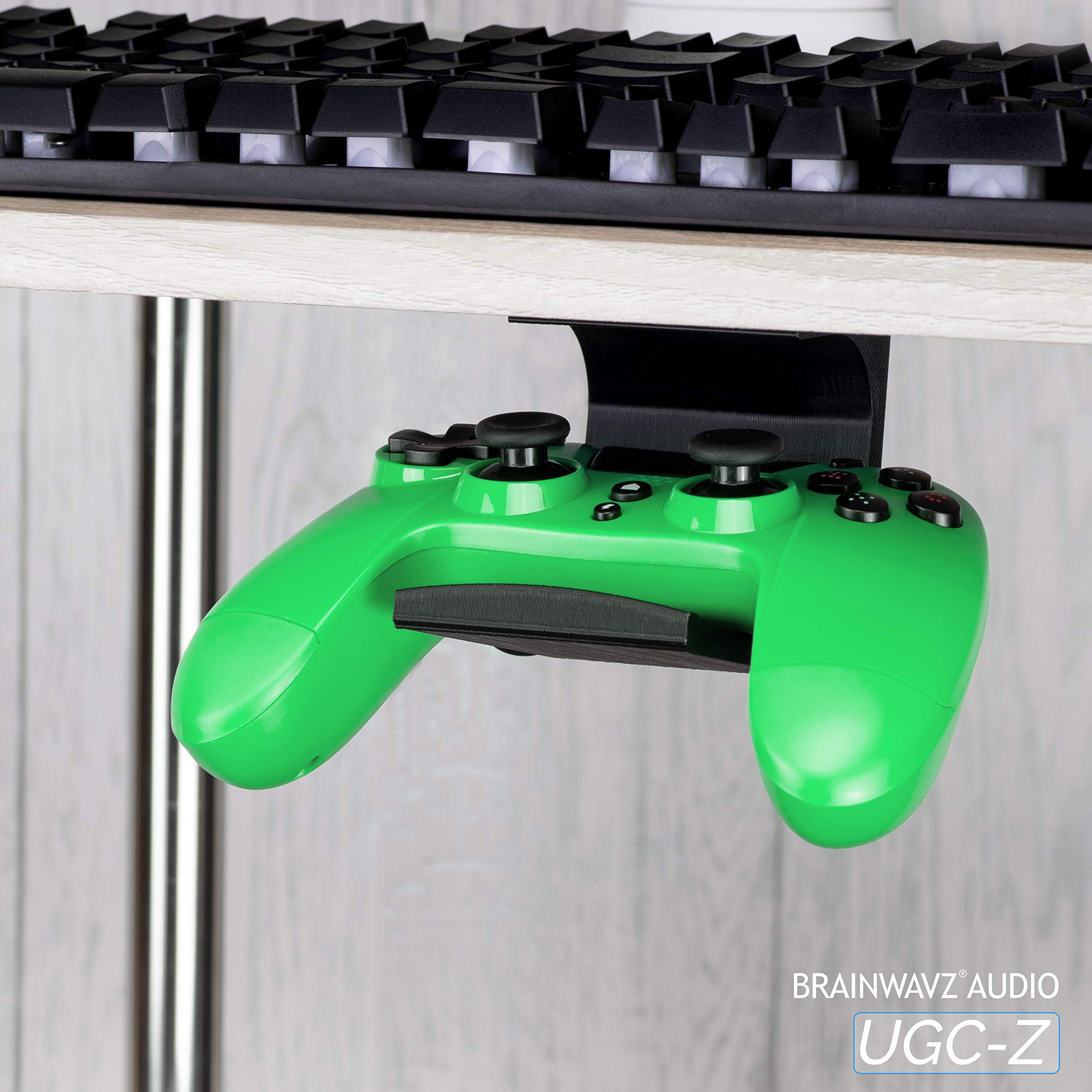 BRAINWAVZ [EOL] Gamepad Under The Desk Bed Mount Holder Hanger Stand for Xbox One Switch PS4 PS5 PC, Steam Steelseries & Most Game Controllers, No Screws, VHB Tape, Black (UGC-Z) [EOL]
