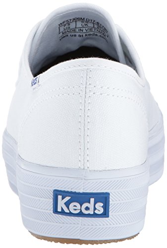 Keds Women's Triple Kick Canvas Fashion Sneaker, White, 9 M US