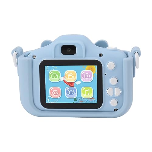 Children Digital Camera, Selfie Camera Toy USB Rechargeable Front Rear Lens 2.0in Screen for Boys Girls (Blue)