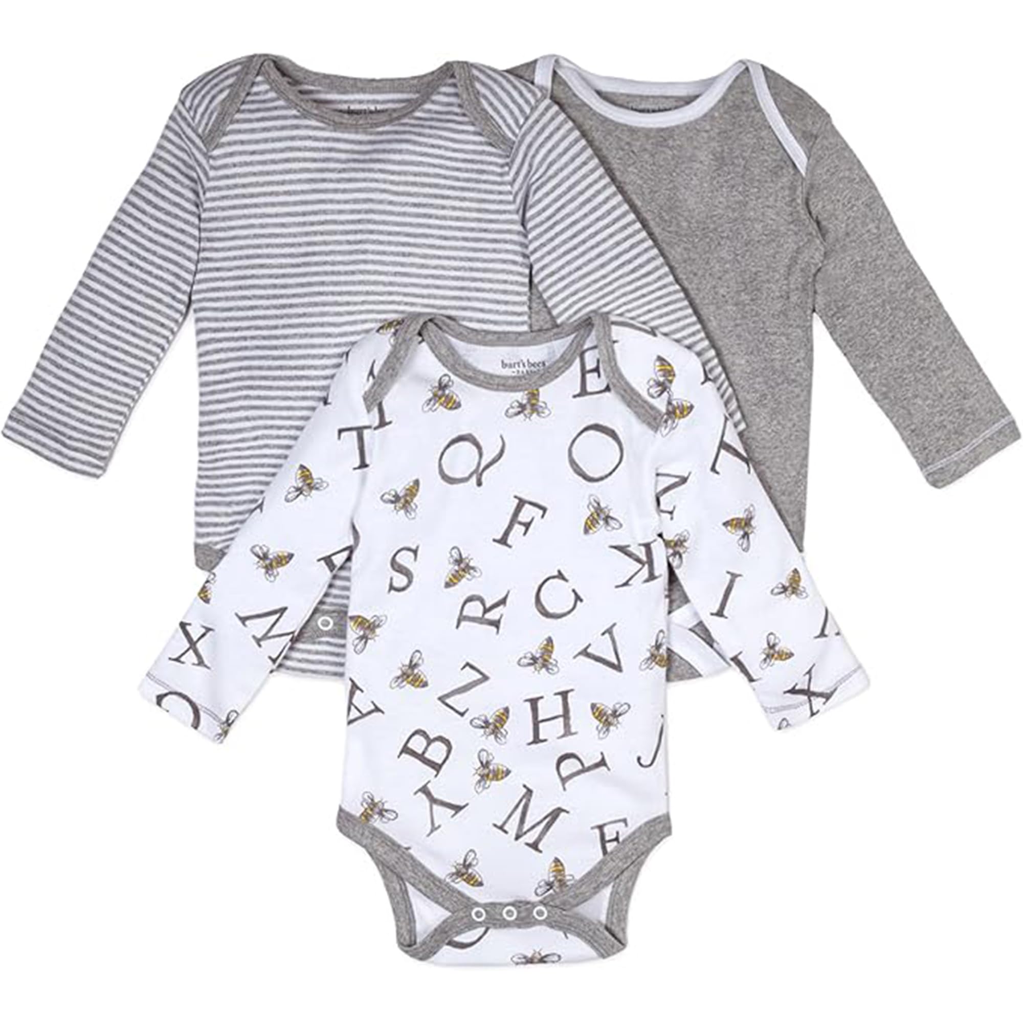 Burt's Bees Baby Unisex Bodysuits, 3-pack Long & Short-sleeve One-pieces, 100% Organic Cotton, Red Prints, 18 Months US