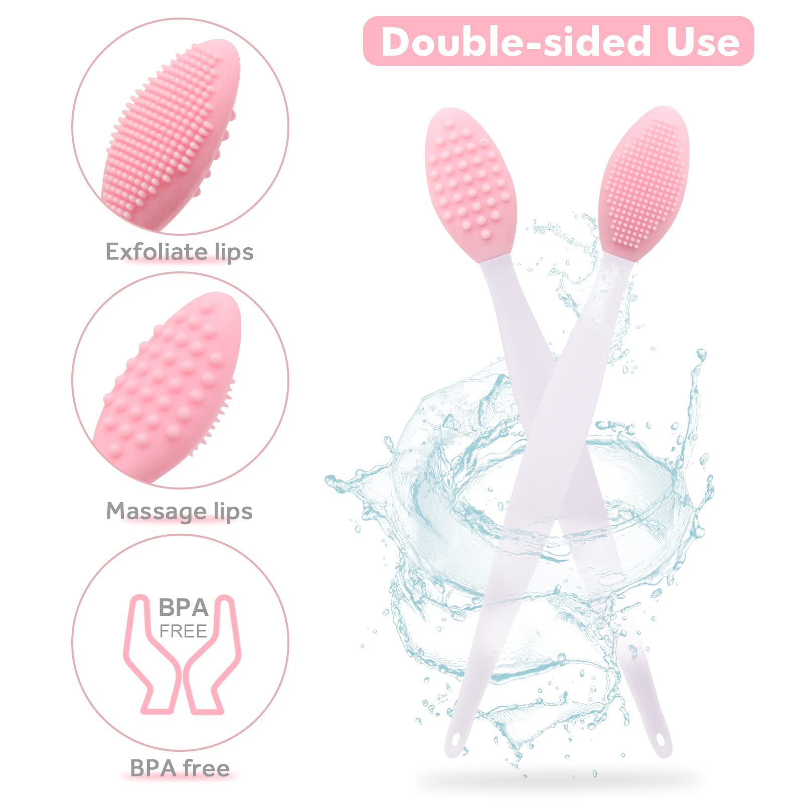 Lip Scrub Brush,Silicone Lip Brush Exfoliating Double-Sided Lip Scrubber Tool, Lightening for Dark and Chap Lips, Exfoliating Brush for a Smoother and Fuller Appearance, Cleaner Lips