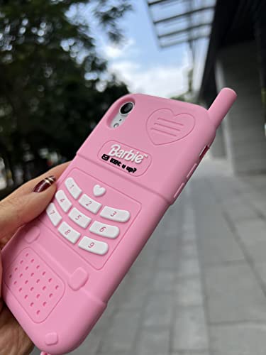 Filaco Pink Silicon Case Compatible with iPhone XR 6.1inch, 3D Cute Pink Retro Phone Case, Soft Protective Cover for Women Girls