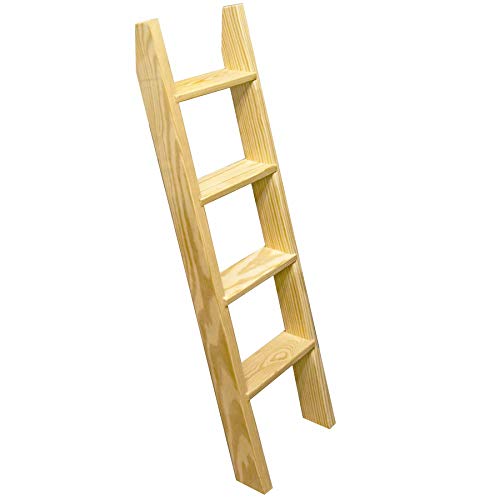 Pine Wood Ladder, Library Ladder, Unassembled - TFK-LDR-MD9-6, 7, 8 Foot x 16" Width - Hardware Included (7 FT)