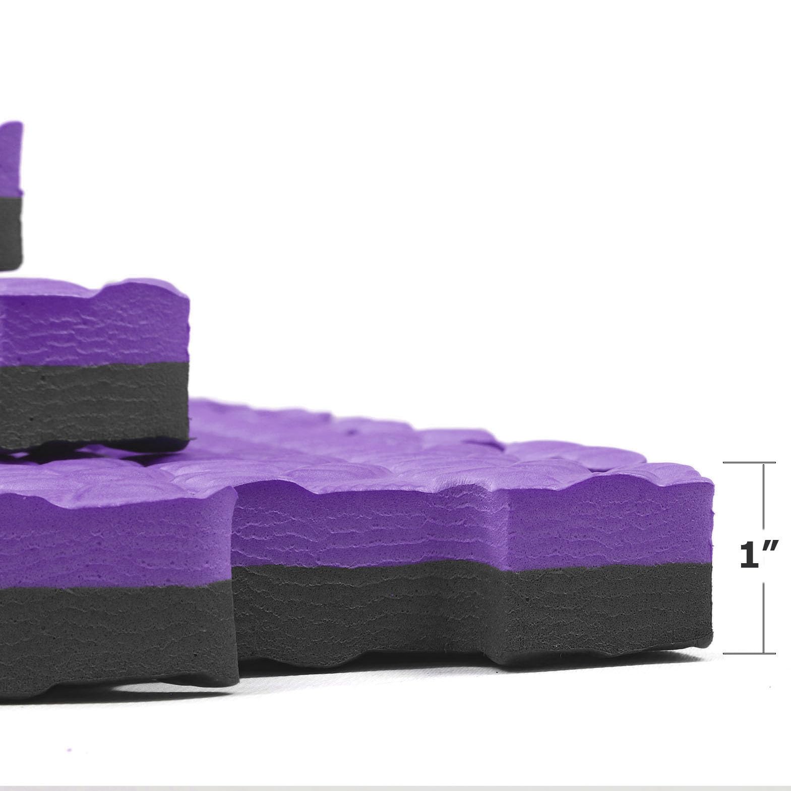 Xspec 1" Extra Thick 48 sq ft Reversible EVA Gym Foam Floor Mat Tiles (24" x 24"), Steel Pattern, 12 pcs, Black/Purple