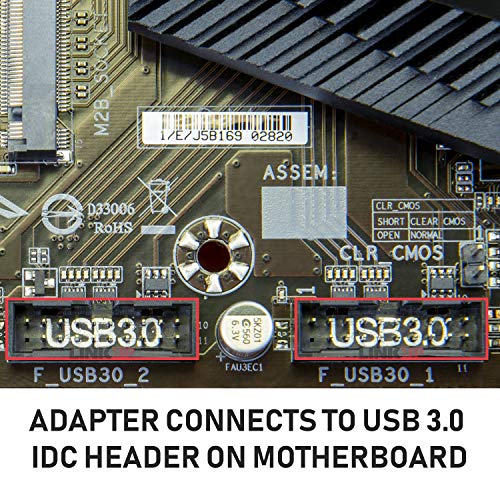 LINKUP - [Active Chip] USB 3.0 (3.2 Gen 1) Internal IDC 20 Pin Motherboard Header to A-Key (Type-E) 20 Pin Female Converter for Type C Panel Mount Adapter