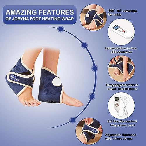 JOBYNA 2 Pack Heated Ankle Wrap for Ankle Pain Relief, 86℉-158℉ & Auto Shut Off, Electric Ankle Warmers for Achilles Tendonitis Relief, Plantar Fasciitis Relief, Sprained Ankles and Heels