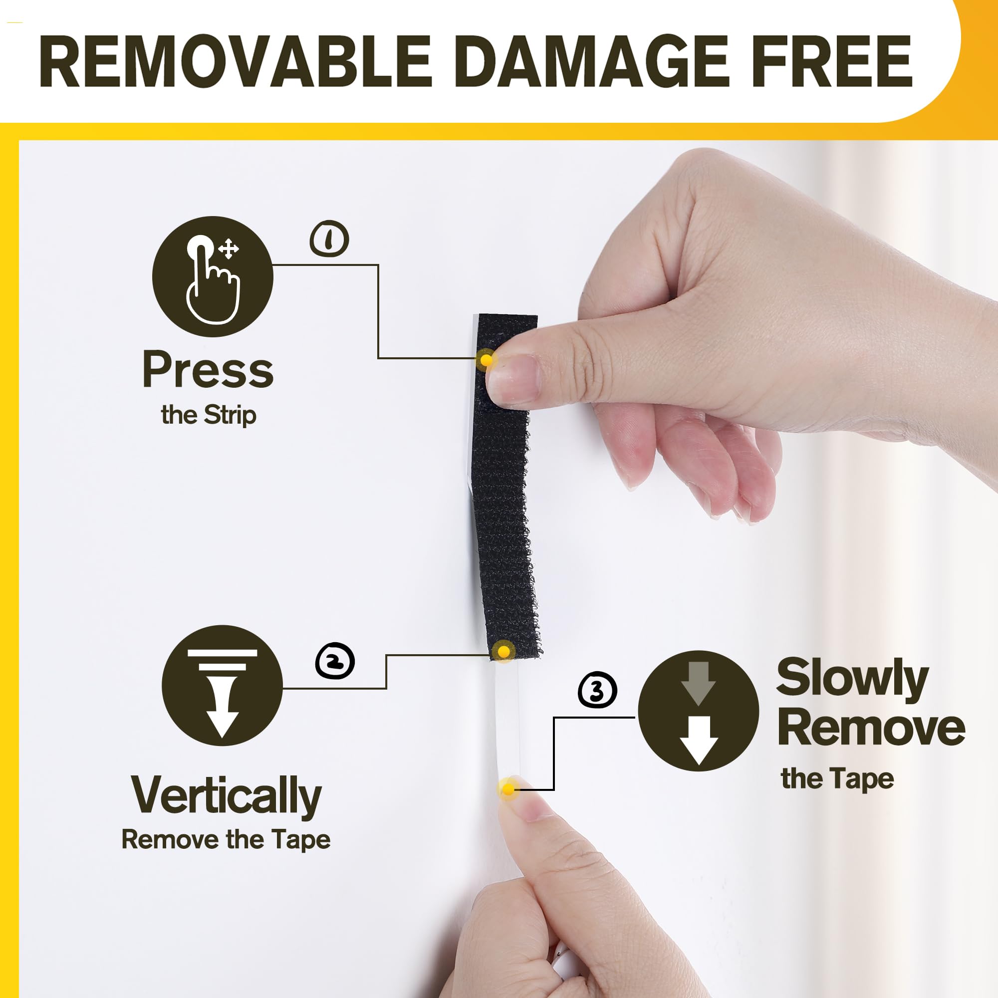 EMITEVER Picture Hanging Strips Heavy Duty, Damage Free Hanging Picture Hangers for Walls, Picture Hanging Kit, Hanging Hooks Without Nails, Black Adhesive Poster Wall Strips 20-Pairs (40 Strips)