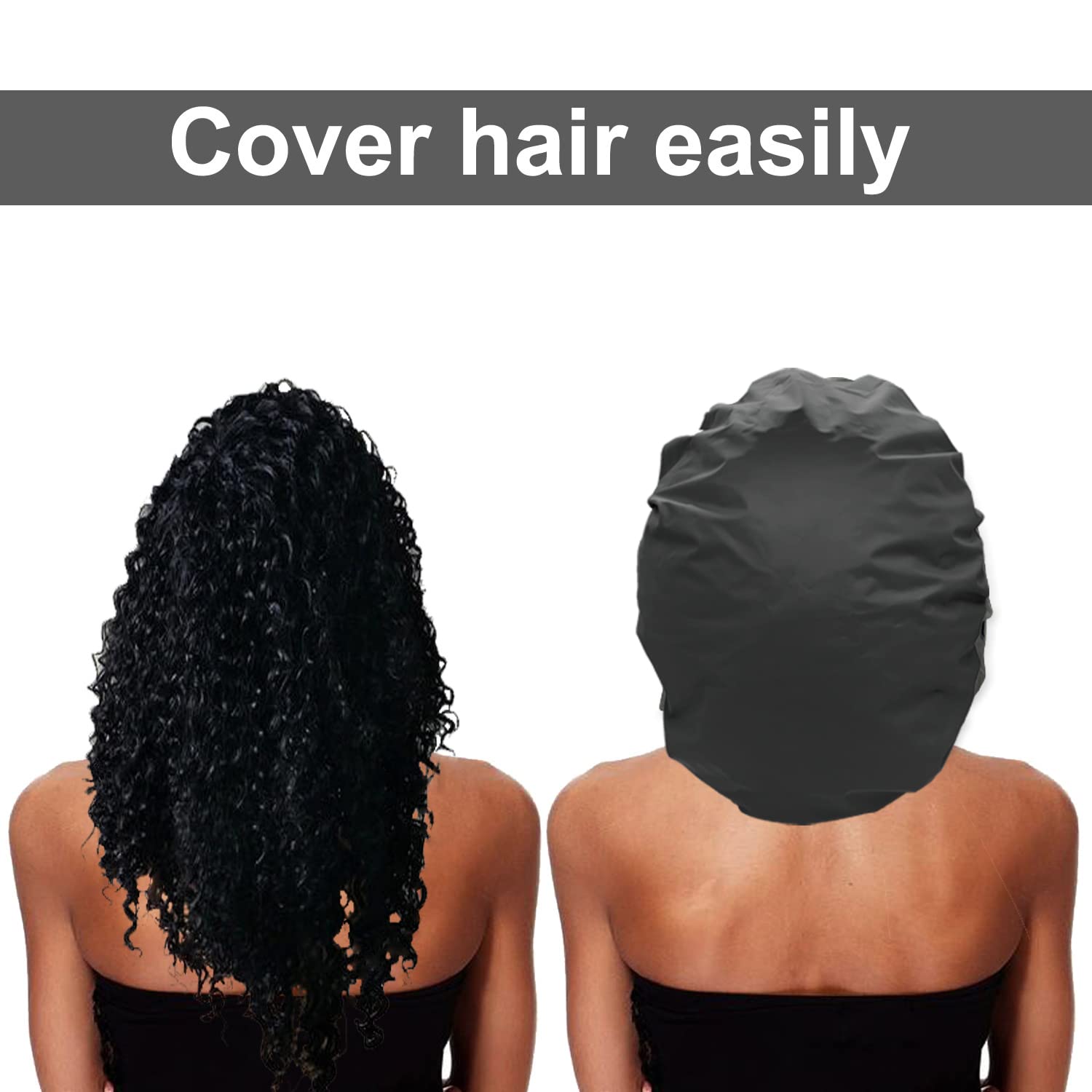 ELEBOX 2 Packs Extra Large Shower Caps Jumbo Shower Cap for Braids Big Shower cap for Women Long Hair Bath Cap Waterproof