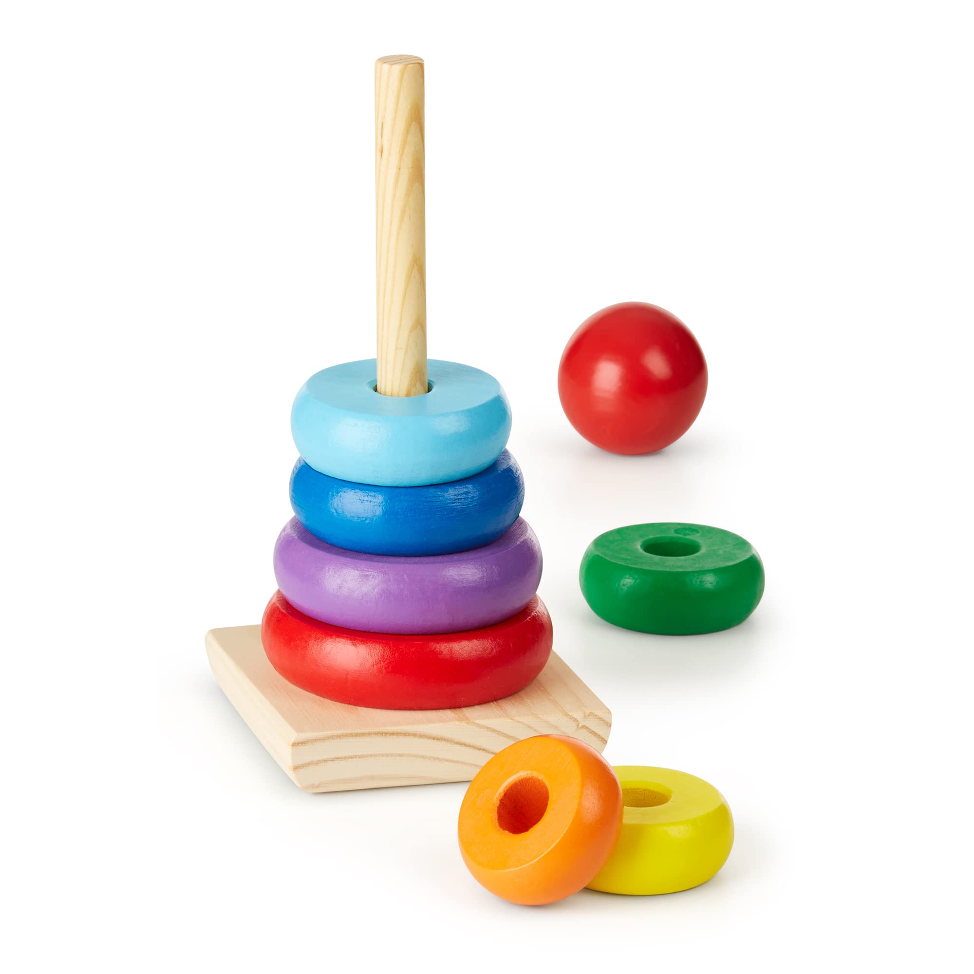 Melissa & Doug Shape Sorting Cube Classic Wooden Kids Toy (Best for 2, 3, and 4 Year Olds) & Rainbow Stacker Classic Toy (Best for Babies, 18, 24 Month Olds, 1 and 2 Year Olds)