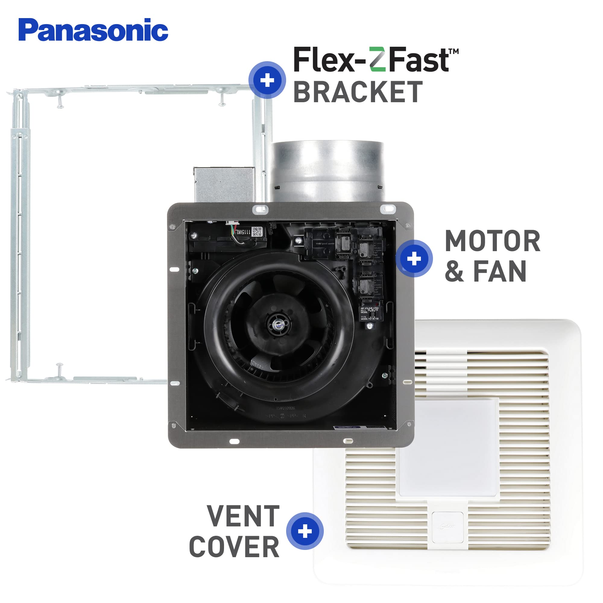 Panasonic FV-1115VKL2 WhisperGreen Select Ventilation Fan with Light and Speed Controls - 110-130-150 CFM - Quiet Ceiling Fan