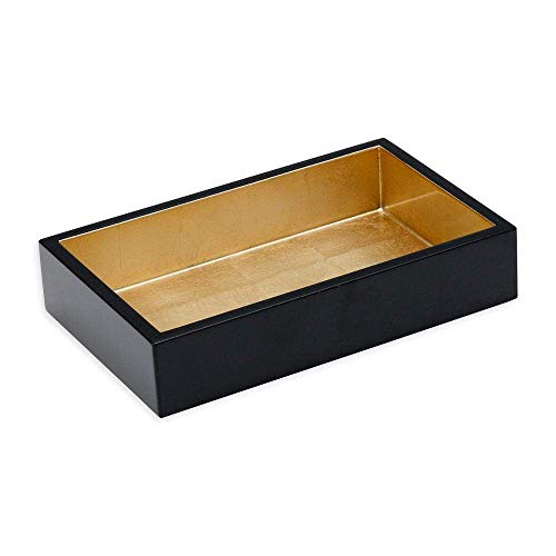 Caspari Lacquer Guest Towel Napkin Holder in Black & Gold, 1 Each