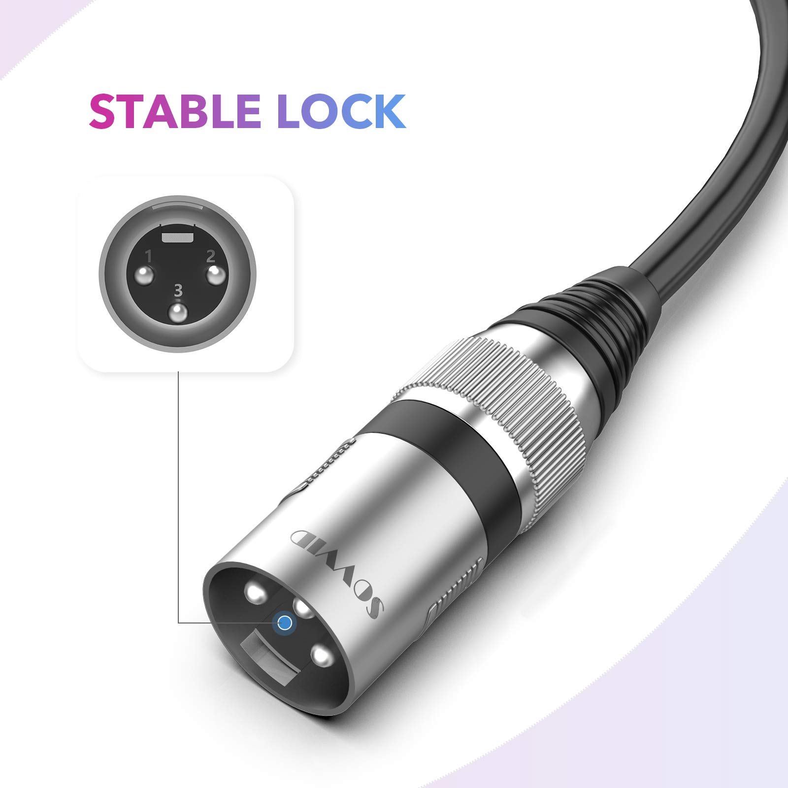 Sovvid 3FT XLR Male to 1/4 Cable 6.35mm Microphone Cord TS Mono 3 Pin Male to Quarter inch TS Male Unbalanced Interconnect Wire Mic Cord
