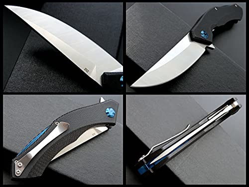 Eafengrow Moon Folding Knife D2 Steel Blade G10 Handle Scales Pocket Knife Outdoor EDC Tool Knifes(Moon-black)