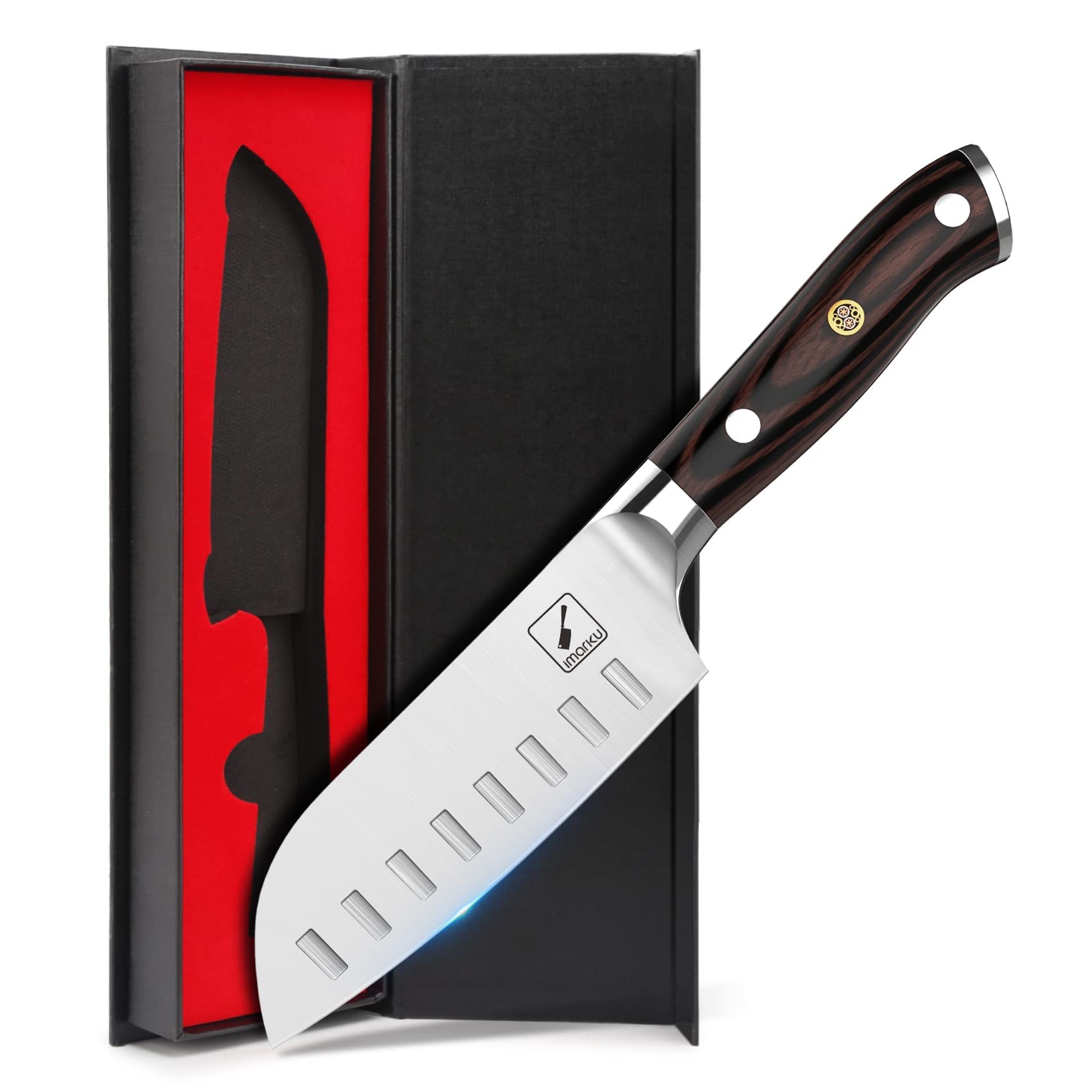 imarku Santoku Knife Chef Knife 5 inch Ultra Sharp Asian Knife Japanese Chef Knife - Japanese SUS440A Stainless Steel - Ergonomic Pakkawood Handle, Best Christmas Gifts for Women Men