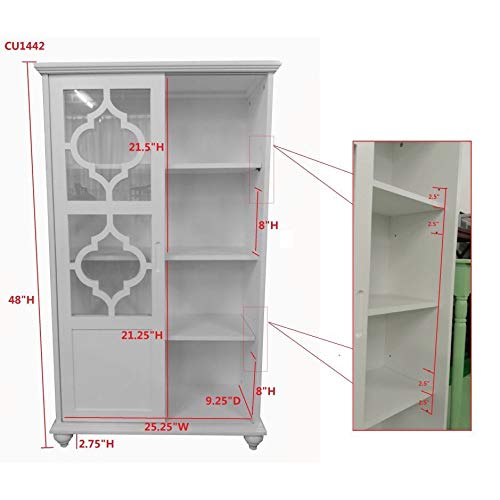 K & B Furniture K and B Furniture Co Inc Curio Cabinet, White