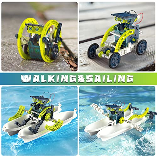 Hot Bee 12-in-1 STEM Solar Robot Kit - STEM Projects for Kids Ages 8-12, Learning Educational Science Kits, 190 Pieces DIY Robot Kit Building Toys, Gifts for 8 9 10 11 12 13 Year Old Boys Girls
