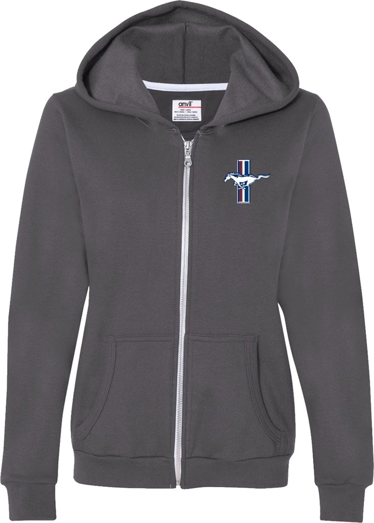 Buy Cool Shirts Ford Legend Lives Crest Ladies Full Zip Hoodie, Charcoal XL