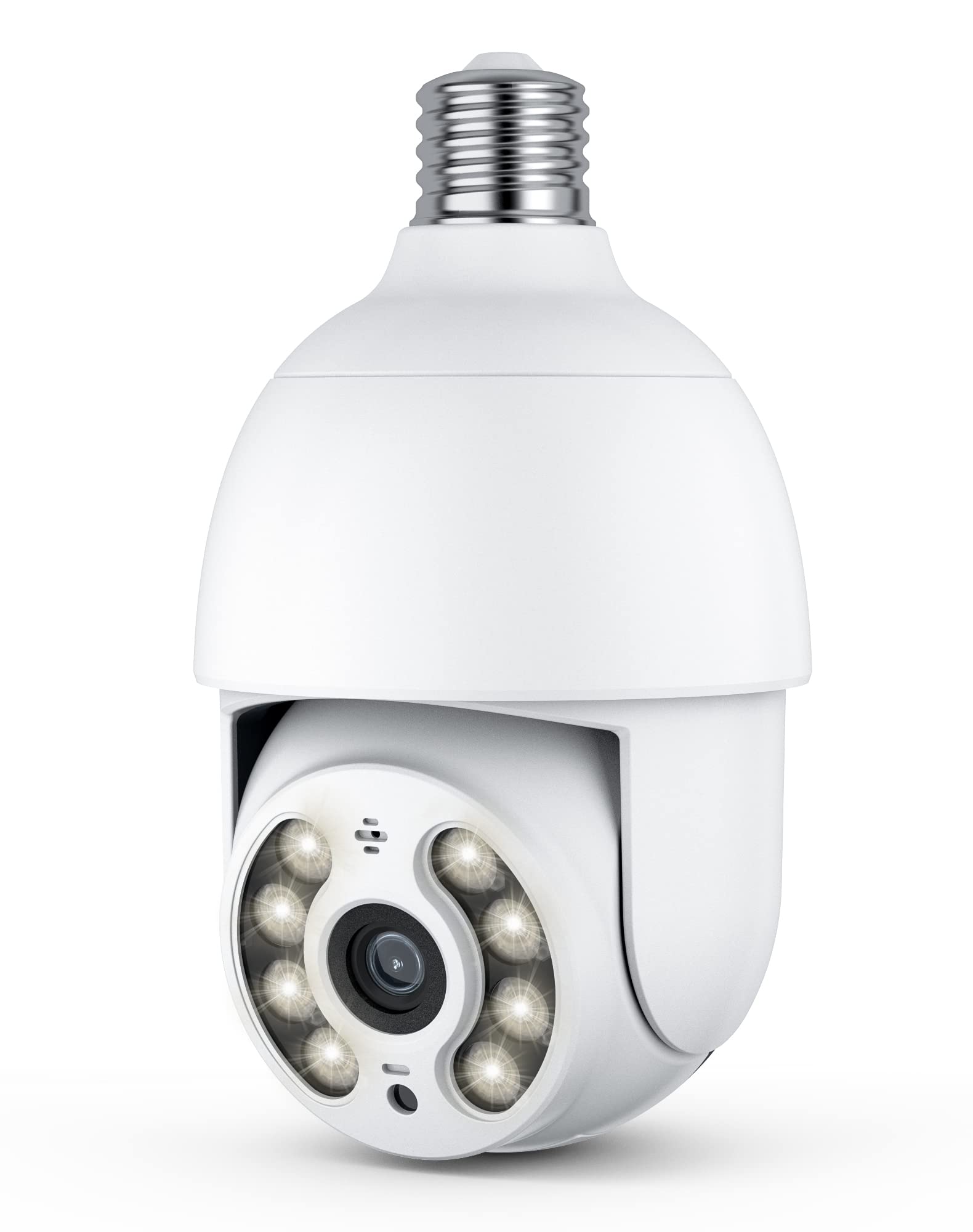 DocSmart Light Bulb Security Cameras, 2K Outdoor Wireless 360°Pan/Tilt IP Light Socket Cameras for Home Security with IP65 Color Night Vision Auto Tracking Siren Alarm Two Way Audio 2.4GHz
