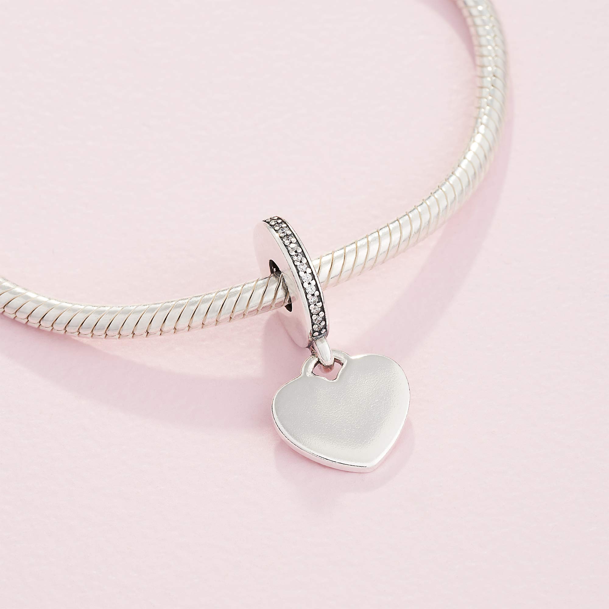 PANDORA Heart Dangle Charm - Compatible with PANDORA Moments Bracelets - Jewelry for Women - Made with Sterling Silver & Cubic Zirconia