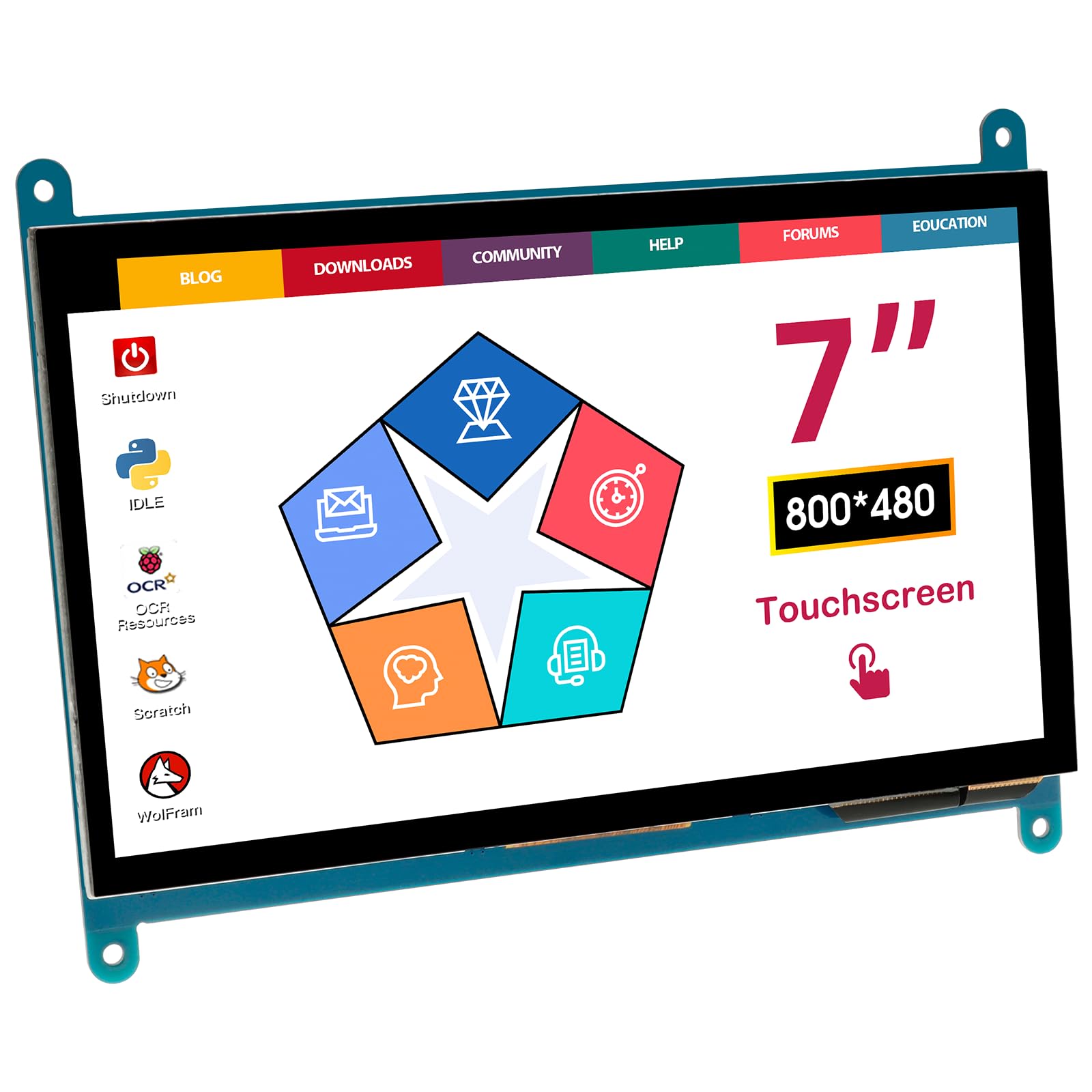 ELECROW 7 Inch Touchscreen Monitor 800x480 LCD Screen Compatible with Raspberry Pi 4 3 2 Banana Pi BB Black Jetson Nano Windows PC