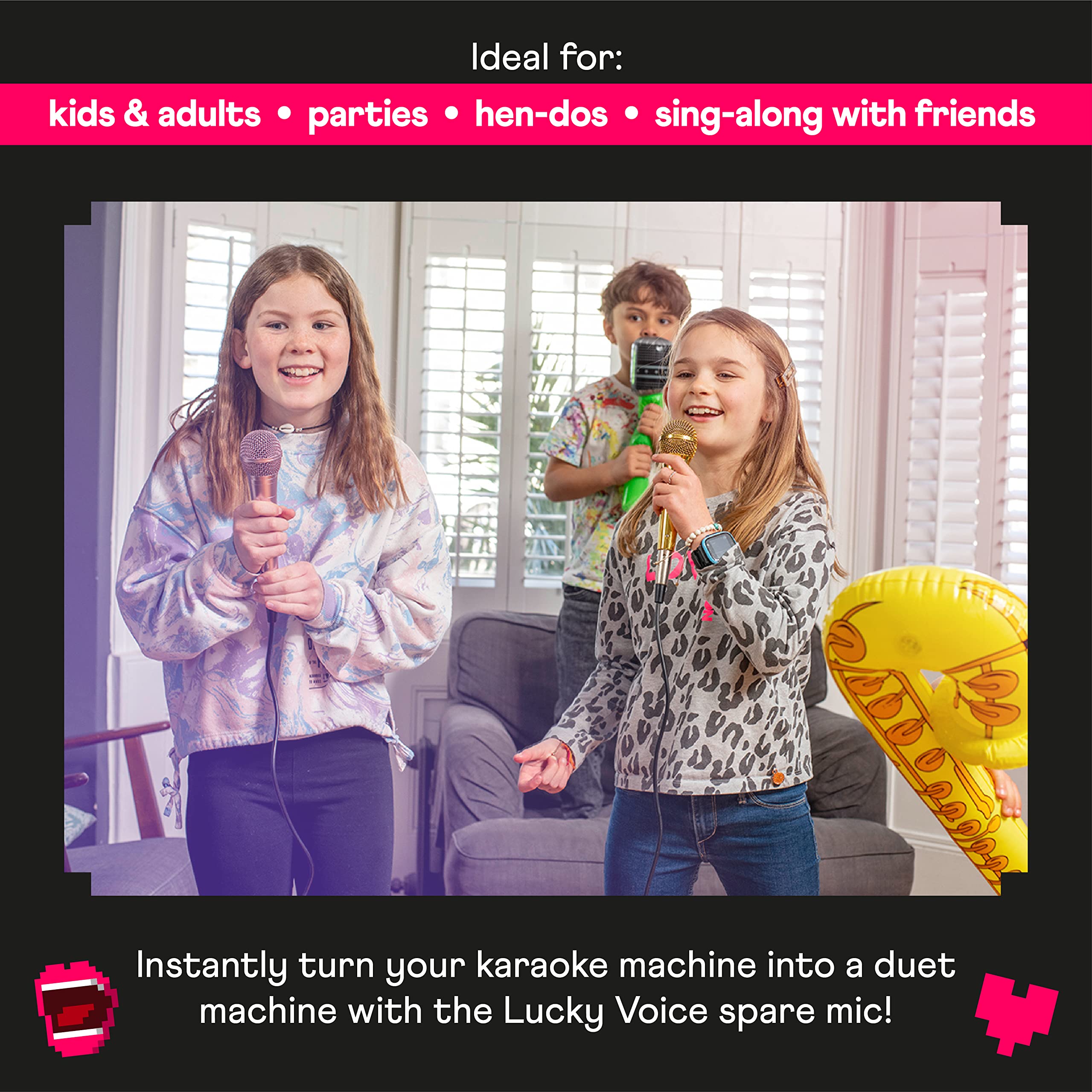Lucky Voice Karaoke Microphone for Adults & Kids - Rose Gold - Portable Handheld Mic for Karaoke Machines, PA Systems, Speaker Amps - 5m Long Cable