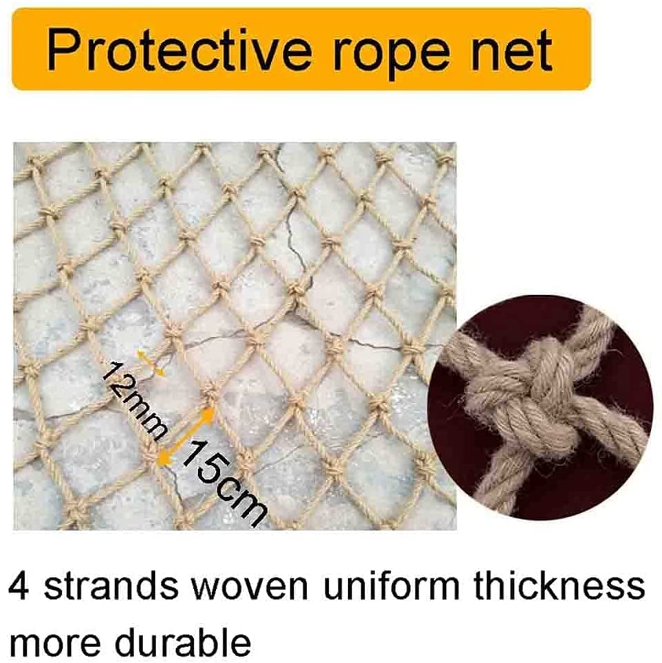 Child Safety Net Heavy Duty Natural Thick Jute String Hemp Rope Decorations Nets Plant Climbing Decorative Netting Patios and Railing Stairs Netting Bar Decoration net 12mm*15cm(Si