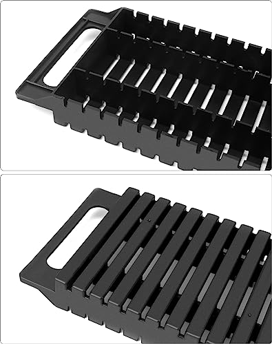 Qwork Antistatic ESD Circulation Rack Shelf, 2 Pack Dual- Ear Antistatic PCB Tray Rack, ESD Shelf Storage Turnover Rack, 47 x 14 x 3.5cm, Black