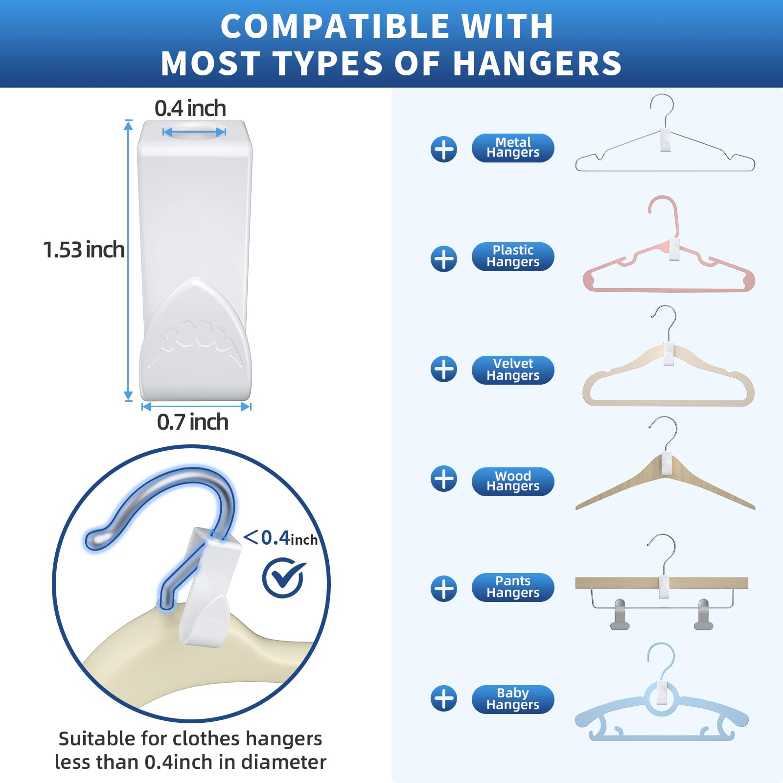 EastLink 18 Pcs Space Saving Hanger Hooks, Metal Heavy Duty Clothes Hanger Connector Hooks, Shark Shape Closet Space Saver, Free Up to 3X More Space, Fit Most Types of Clothes Hangers