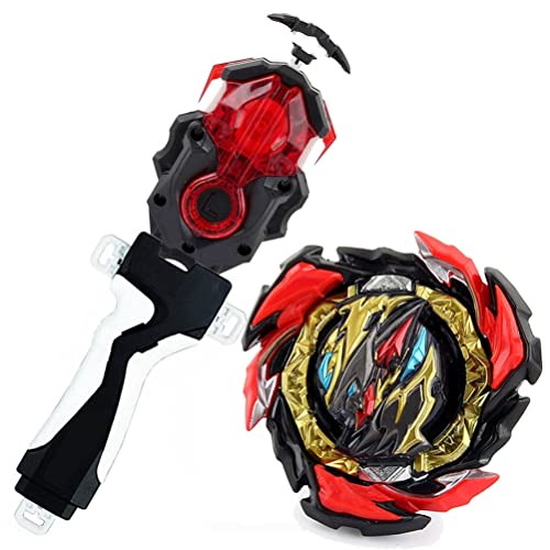 Lr Launcher Grip Bay Blades Toy Bey Battling Tops Burst Game B-184 Left Right String Launcher Booster DB B-191 Dangerous Belial All Might-2 Dynamite Battle Starter Set Gift for Boys (Black)