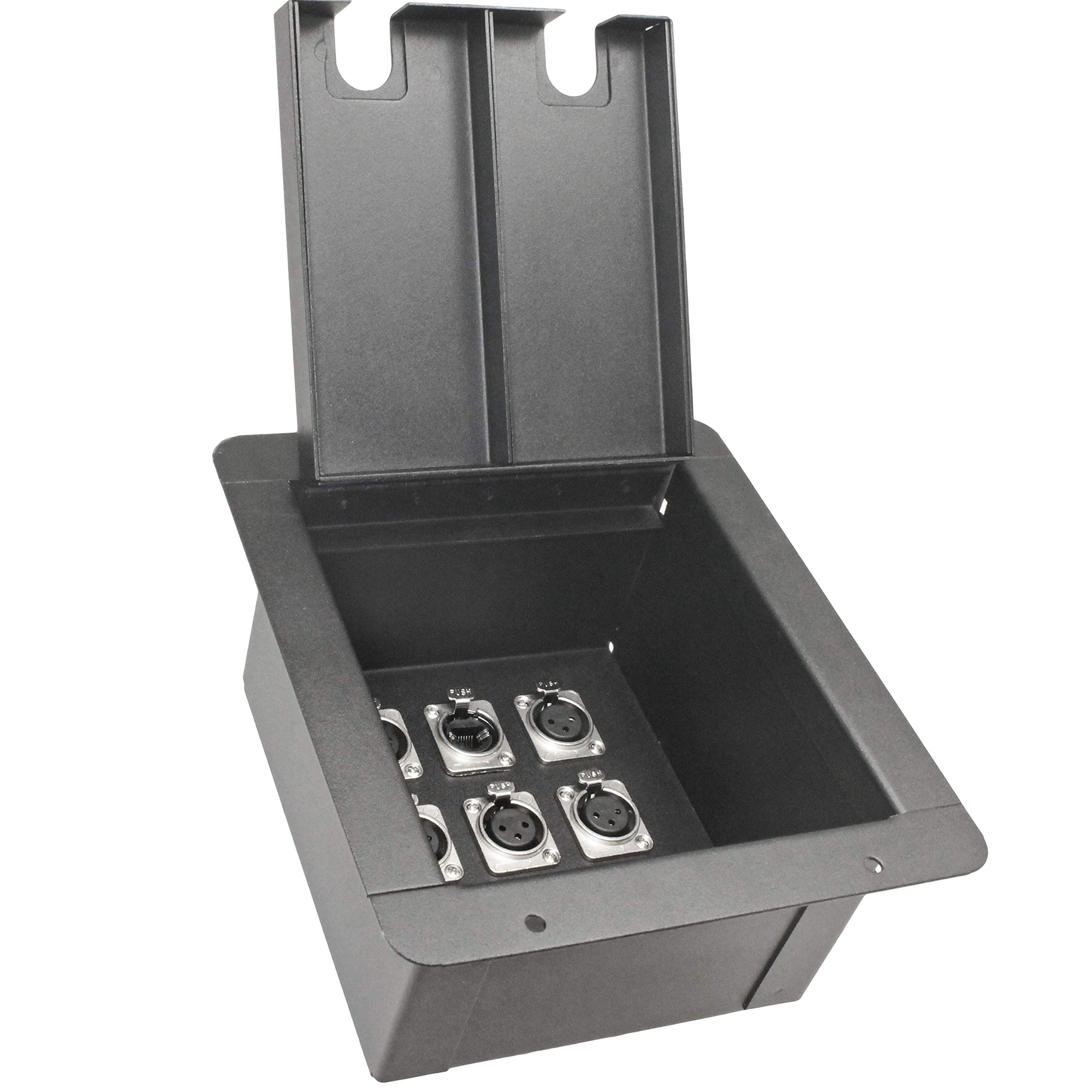 MCSPROAUDIO Recessed Floor Stage Box with 8 XLR Female to Male and 1 CAT5 Passthrough Jacks