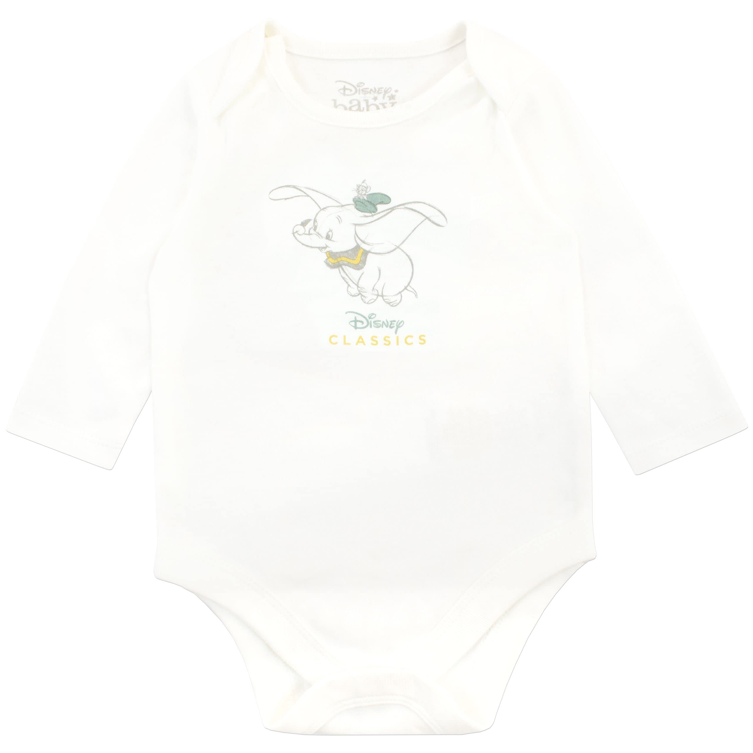Disney Baby Boys or Girls Dumbo Bodysuit with Hat and Bib Outfit 5 Piece Set White 18 M