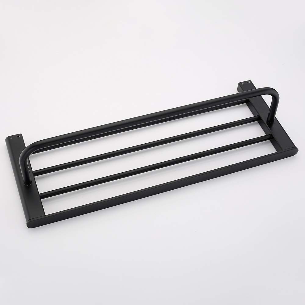 DFHBFG Matte Black Stainless Steel Towel Bathrobe Clothes Holder Rack Double Layer Kitchen Bathroom WC Accessories