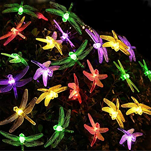Venhoy String Lights Solar 30LEDdragonfly Shape Colored String Lights, Fairy String Lights, Star String Lights, Garden, Patio, Home, Wedding, Party, Christmas
