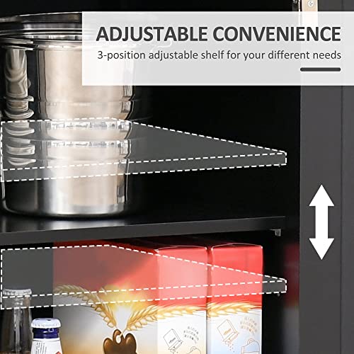 HOMCOM Double Door Sideboard Buffet Cabinet, Kitchen Cabinet, Coffee Bar Cabinet with 2 Drawers, Adjustable Shelf for Living Room and Hallway, Black